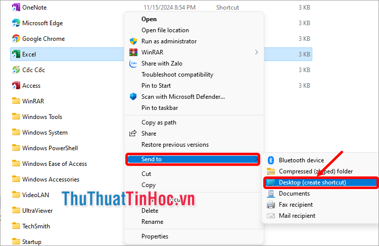 Cách tạo shortcut trên desktop